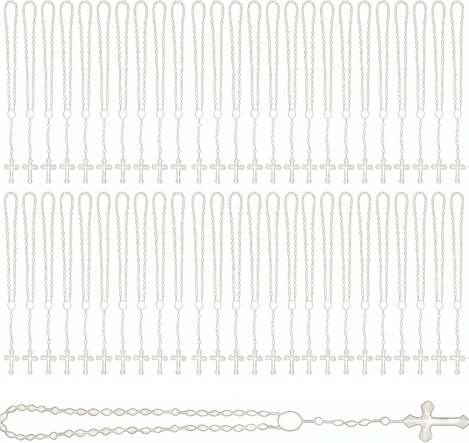 100 Pcs Glow in The Dark Rosary – 16.53 Inch Long White Rosary ...