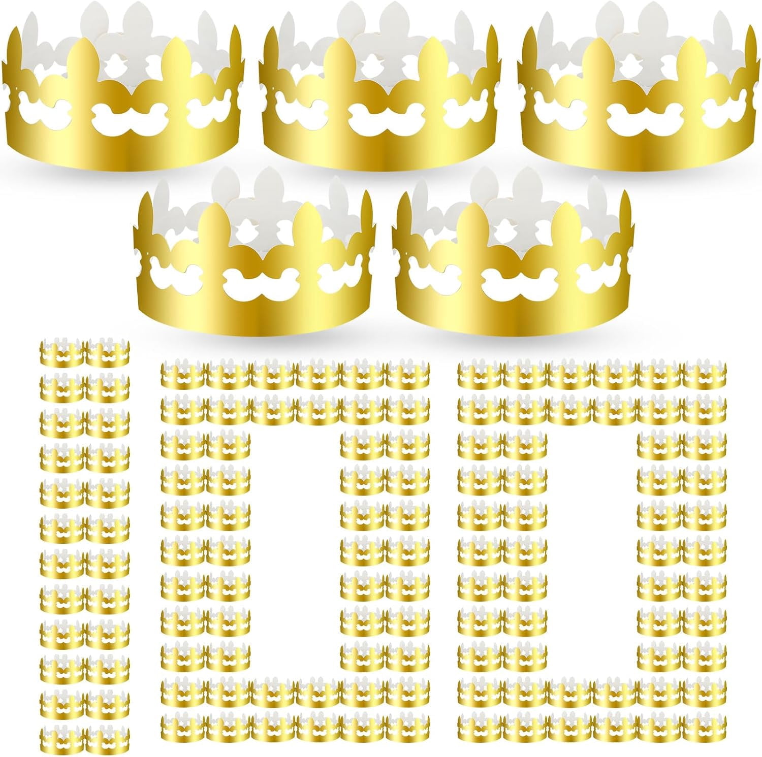 100 Pcs Gold Paper Crowns Birthday Party Bulk for Adults Classroom ...