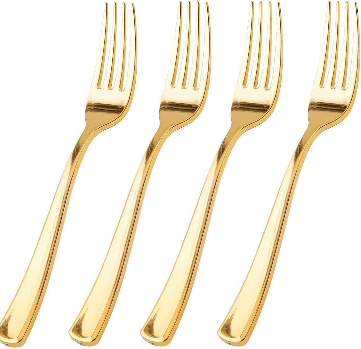 100 Pcs Gold Plastic Forks - Heavy Duty Sturdy&Durable Forks Disposable ...