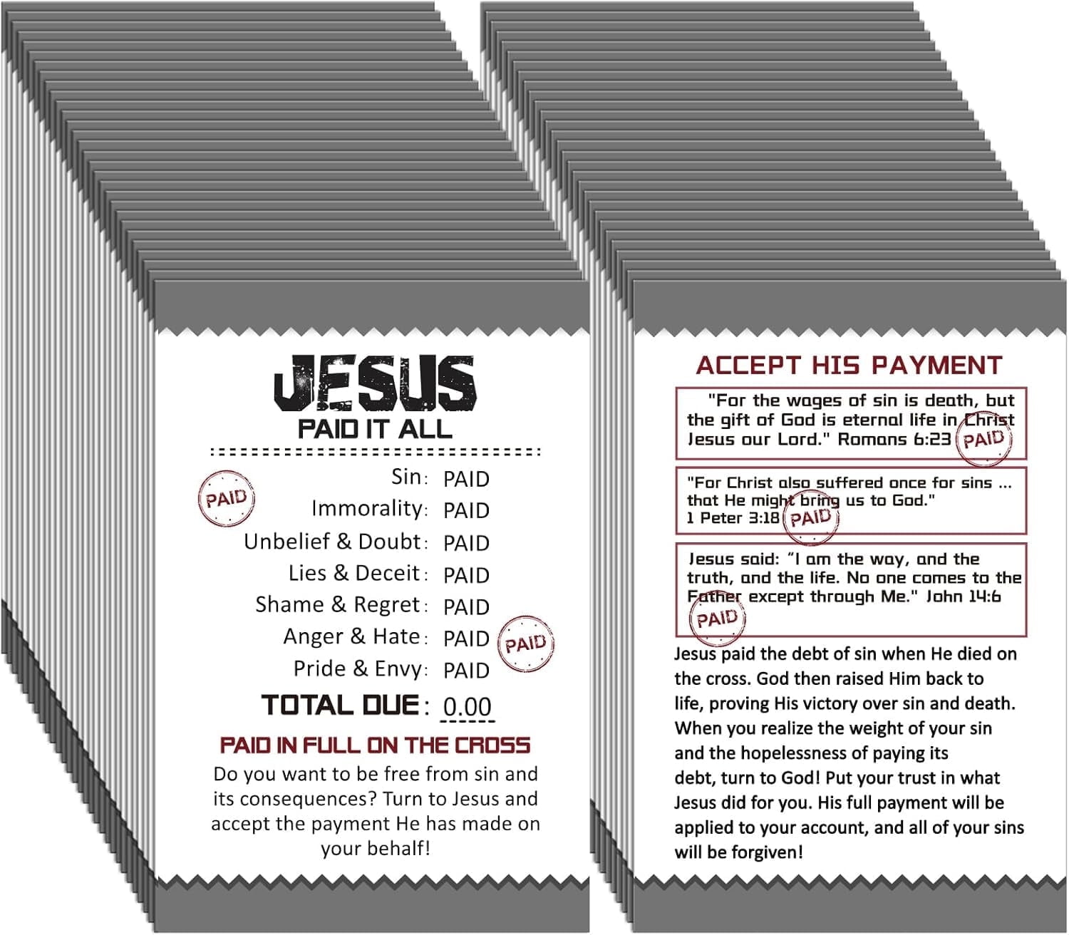 100 Pcs Gospel Tract Card Salvation Cards Pocket Holy Postcard Prayer ...