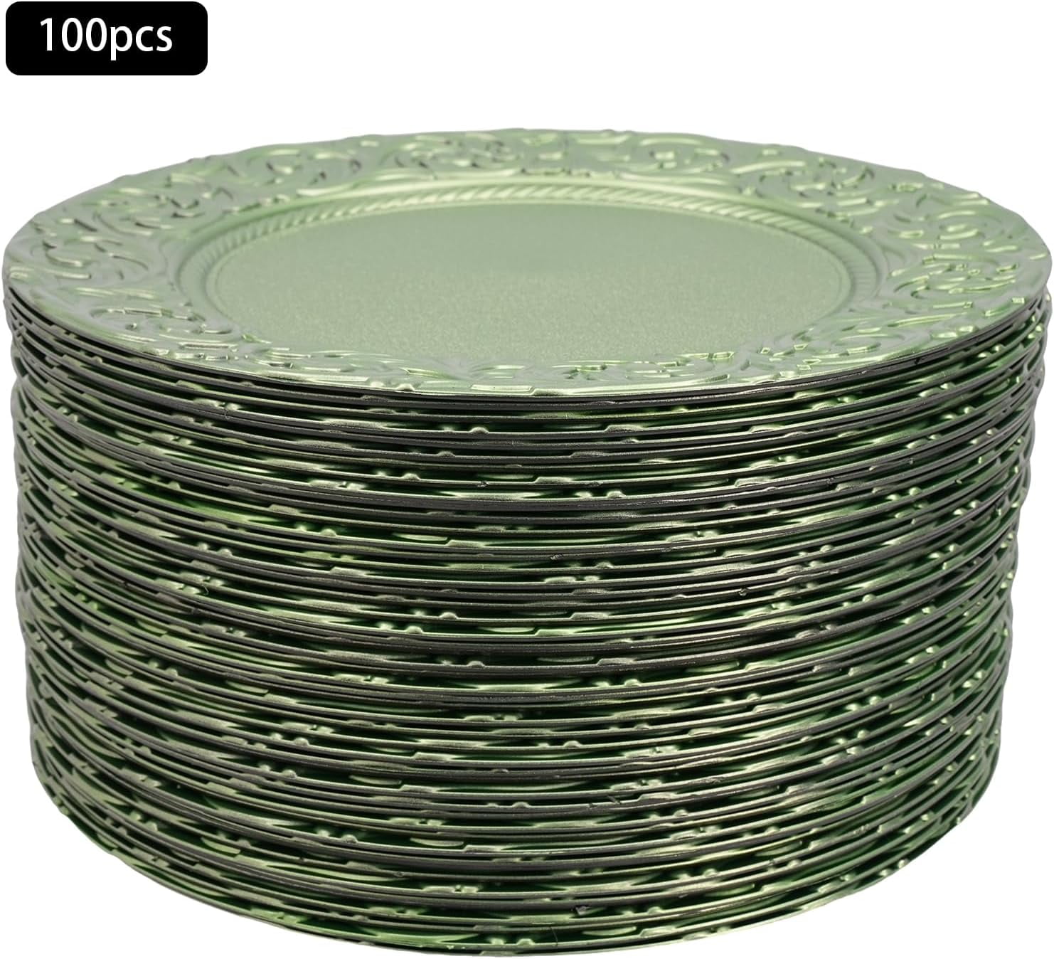 100 Pcs Green Charger Plates Set, Round Charger Plates, 13 inch ...