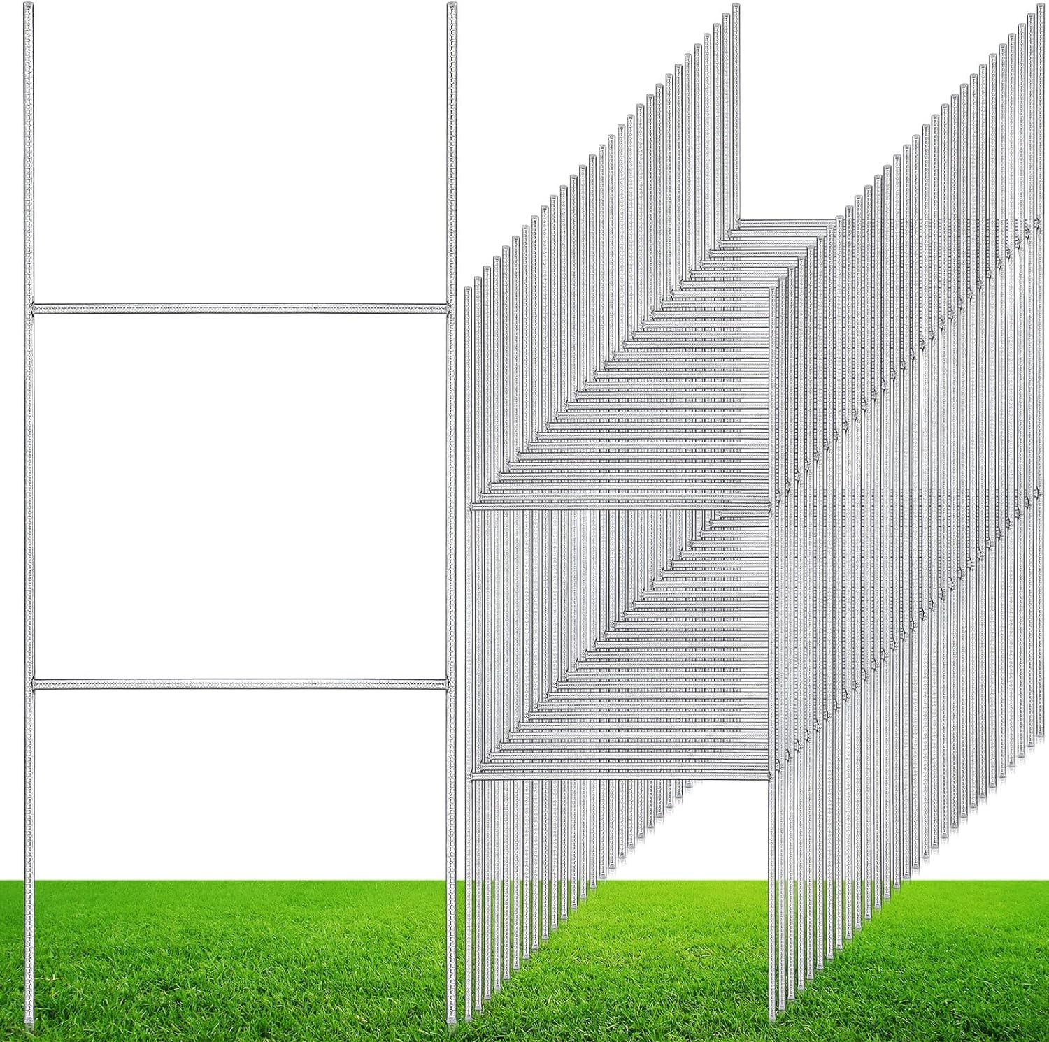 100 Pcs H Stakes for Yard Signs 16.5'' x 7'' Heavy Duty Metal H Frame ...