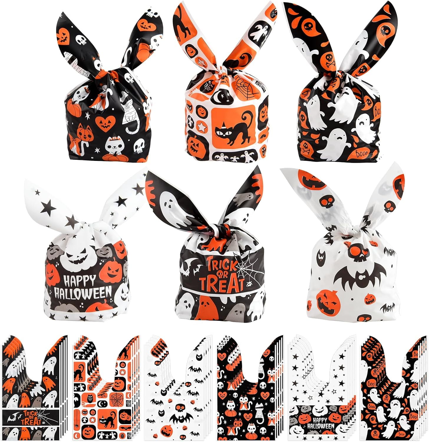 100 Pcs Halloween Candy Bag Halloween Rabbit Ears Packaging Bag for ...