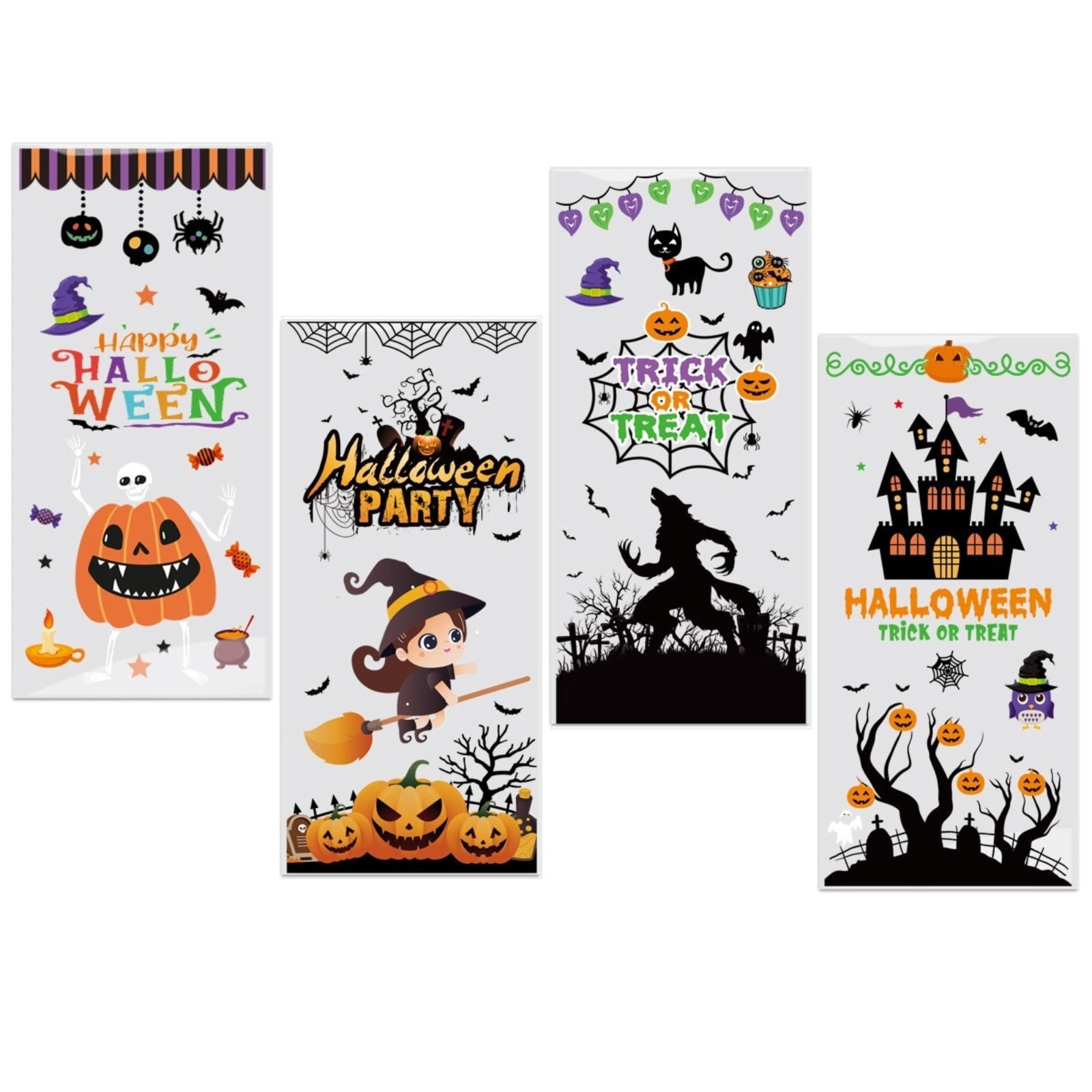 100 Pcs Halloween Cellophane Treat Bags, Clear Candy Bags Plastic Bats ...