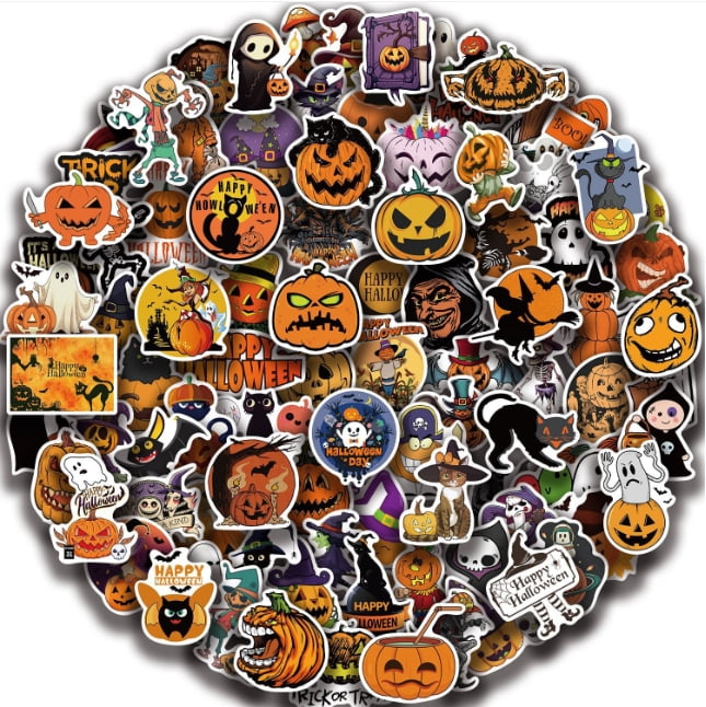 100 Pcs Halloween Pumpkin Stickers for Kids, Halloween Stickers Bulk ...
