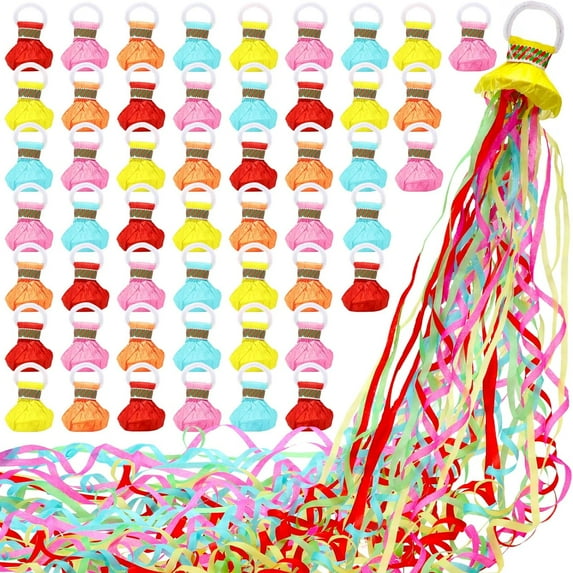 100 Pcs Hand Throw Streamers with Colorful Ribbon No Mess Confetti ...