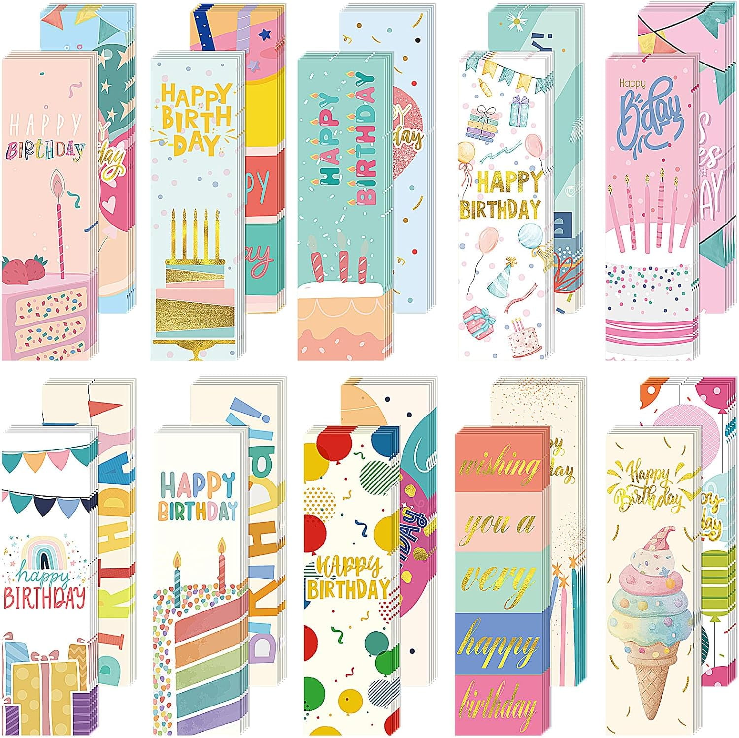 100 Pcs Happy Birthday Bookmarks Bulk Happy Birthday Classroom Gifts ...