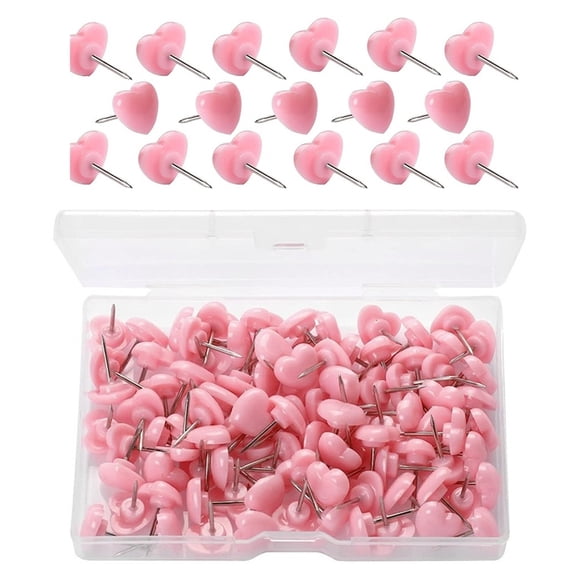 100 Pcs Heart Push Pins Thumb Tacks Map Tacks Poster Pins for Cork ...