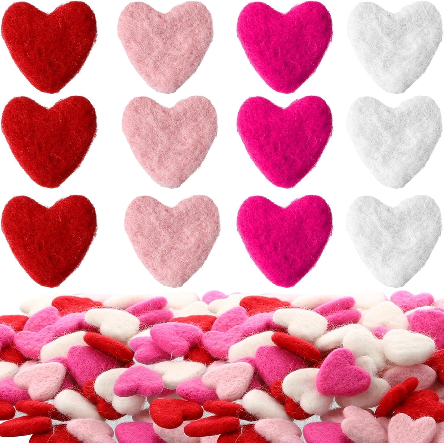 100 Pcs Heart Shape Wool Felt Wool Felt Hearts Mother's Day Heart Shape ...