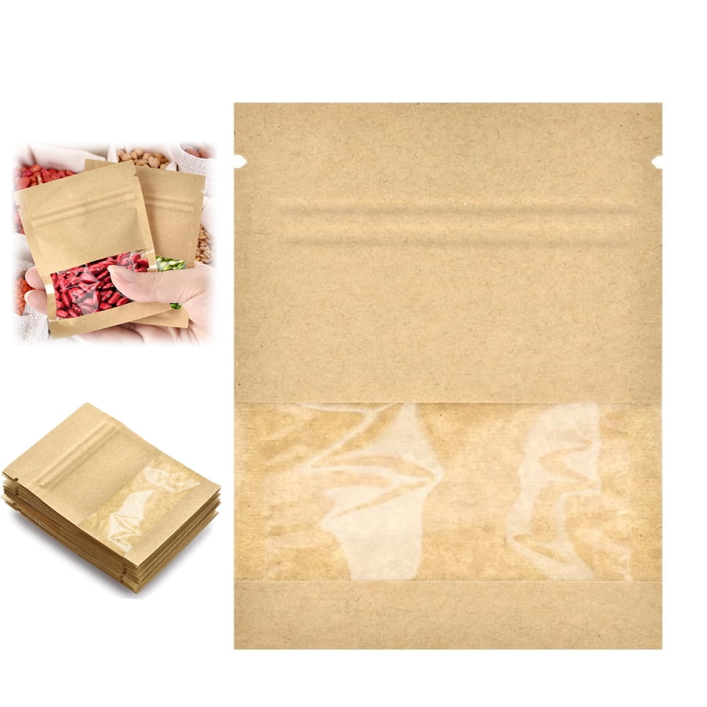 100 Pcs Heat Seal Sample Bags,Resealable Packaging Bag,Yellow Kraft ...