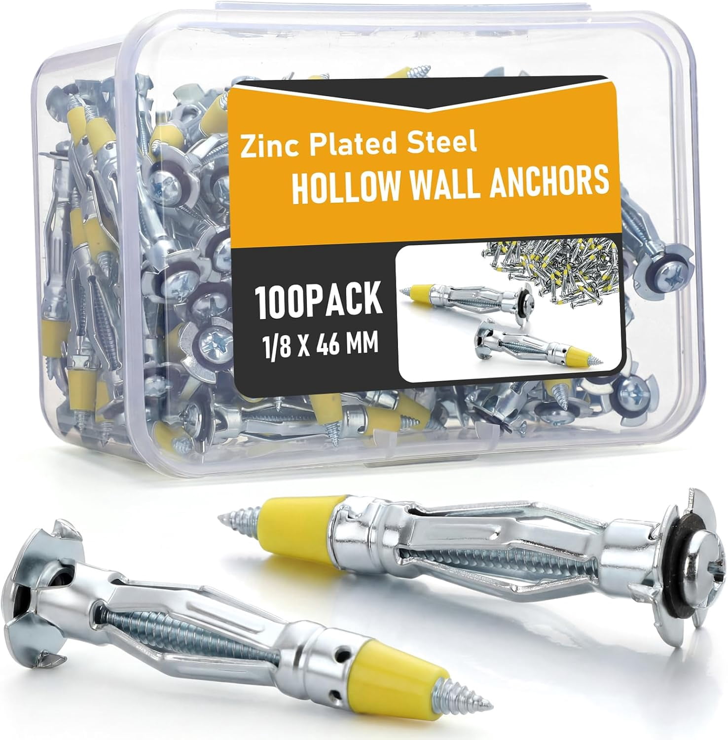 100 Pcs Heavy Duty 1/8 x 46 mm Zinc Plated Steel Molly Bolt Drive ...