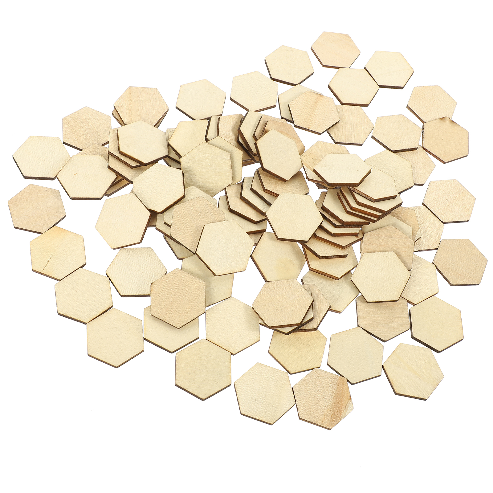 Raindrops 100pcs Hexagon Shape Wood Slices Unfinished Wood Pieces DIY ...
