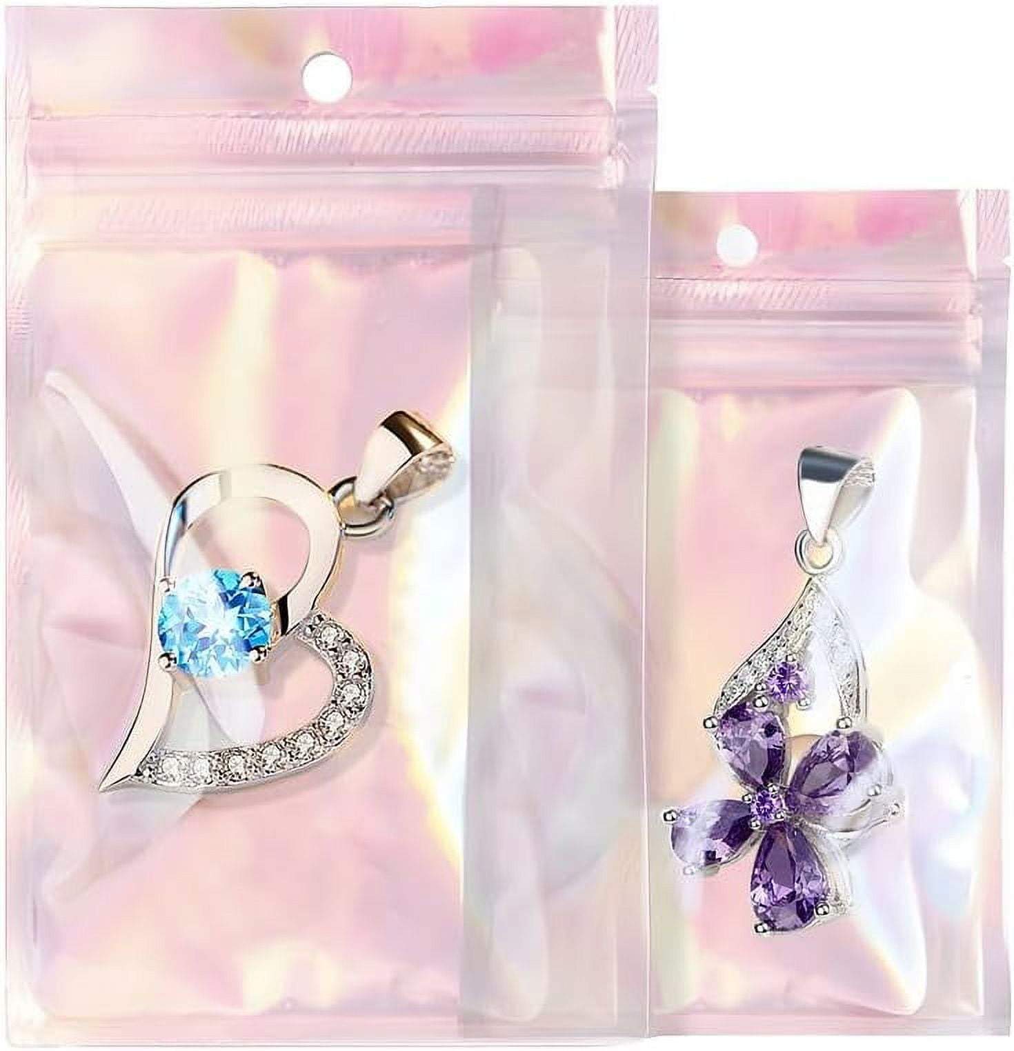 100 Pcs Holographic Clear Sample Bags, Resealable Colorful Ziplock Bags ...