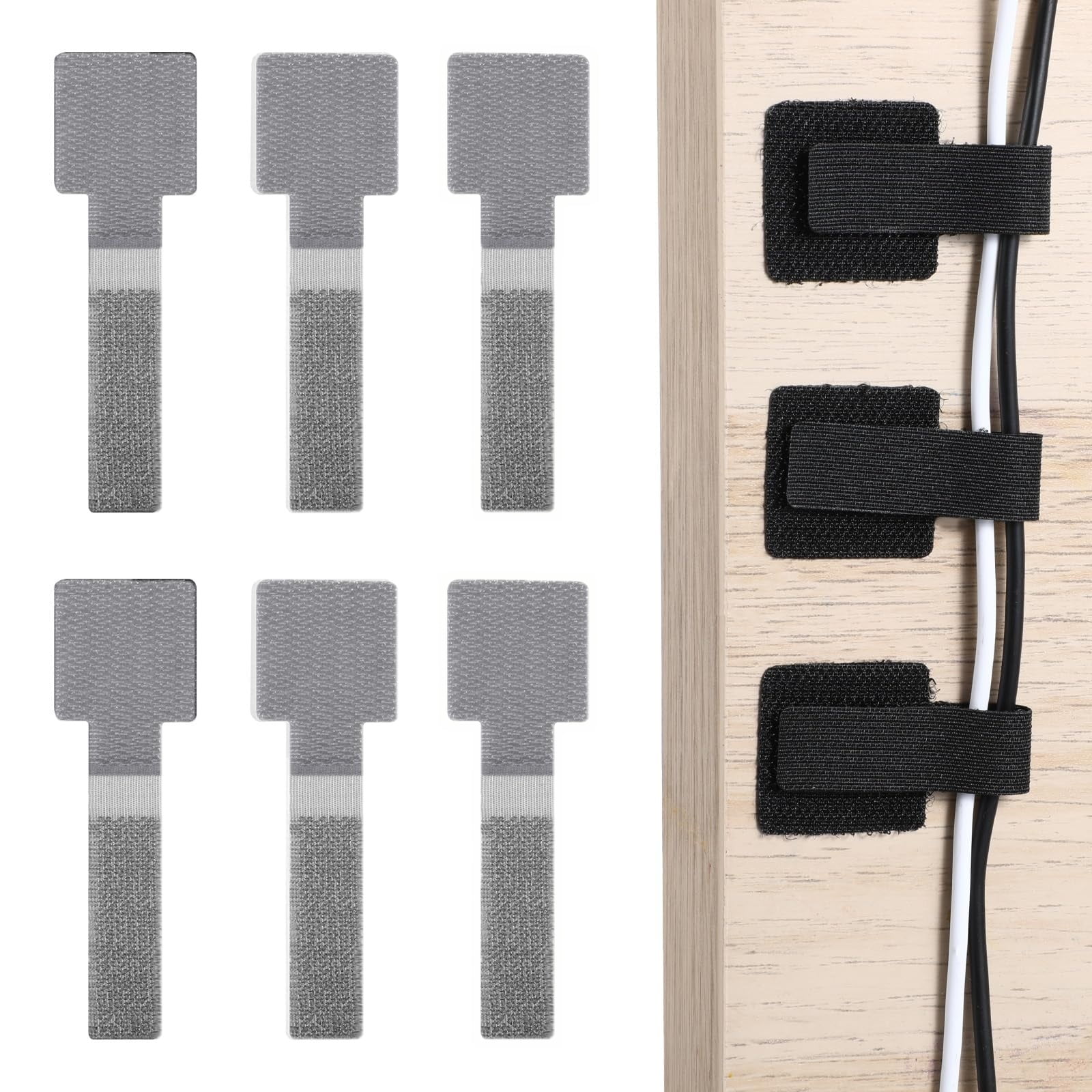 100 Pcs Hook and Loop Cable Ties, Self-Adhesive Hook and Loop Cable ...