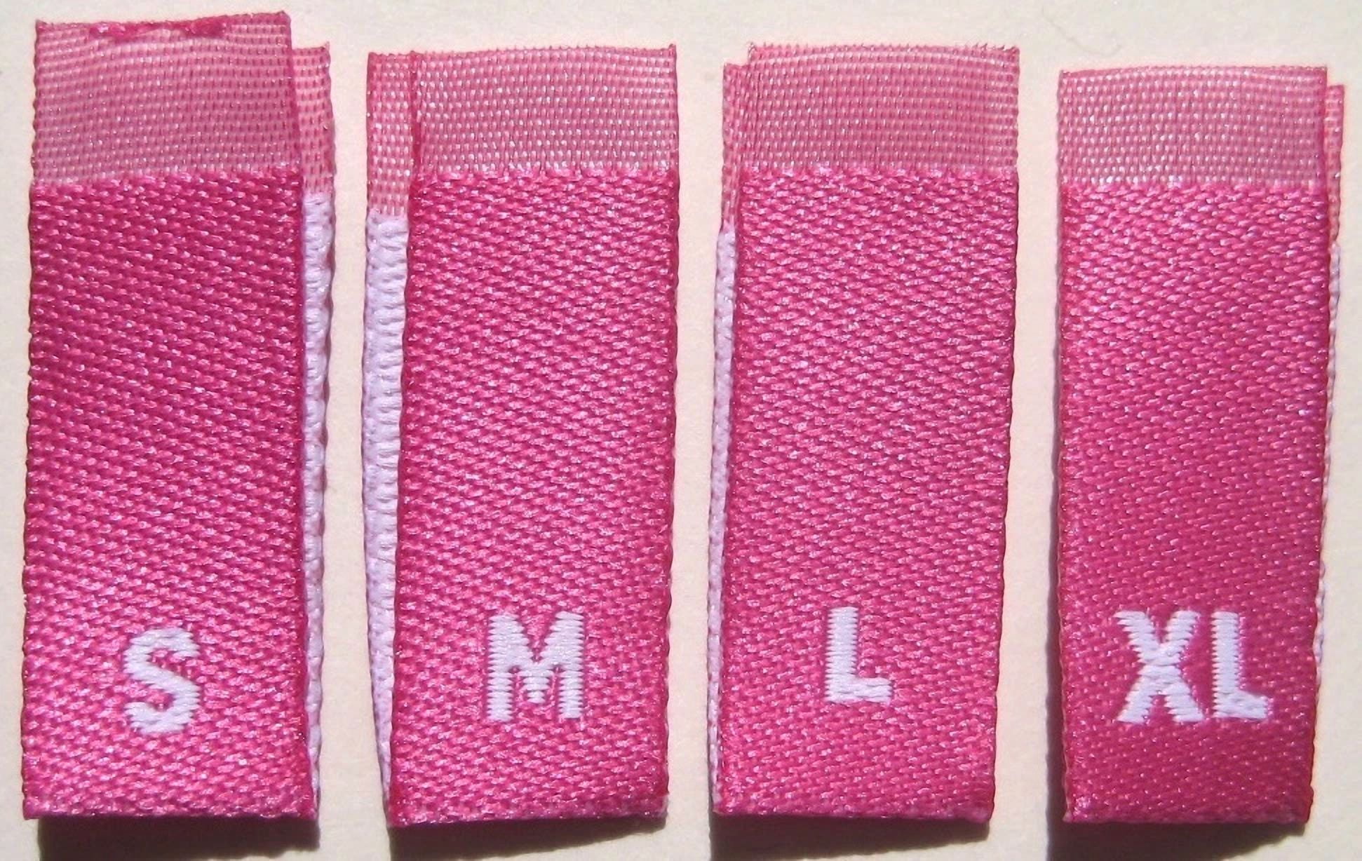 100 Pcs Hot Pink Woven Clothing Labels, Size Tags S, M, L, Xl (25Pcs ...