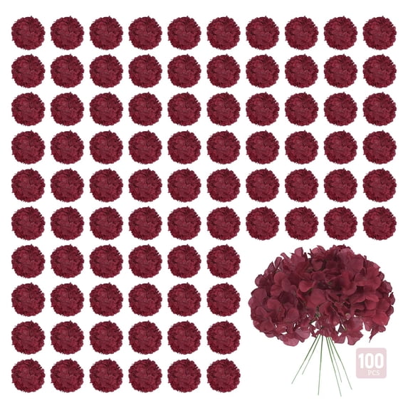 100 Pcs Hydrangeas Artificial Flowers,Ivory Silk Fake Hydrangeas ...