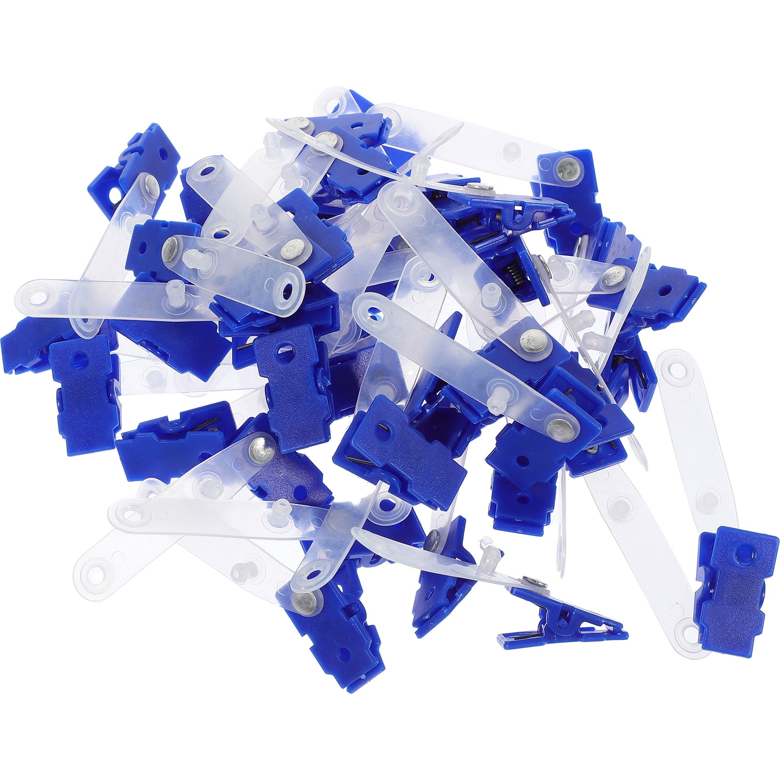 100 Pcs ID Card Holder Clip Badge Clips with Clear Straps Name Tag for ...