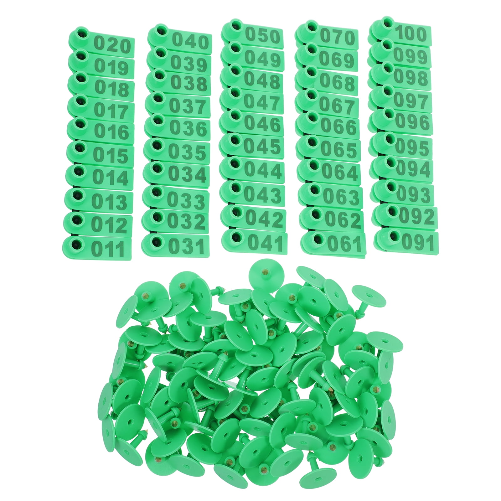 100 Pcs Identification Ear Tags for Cattle Without Number Green ...