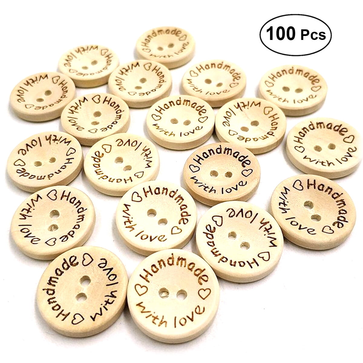 BESTOYARD Button Light Yellow Wood 100Pcs 0.6In - Walmart.com