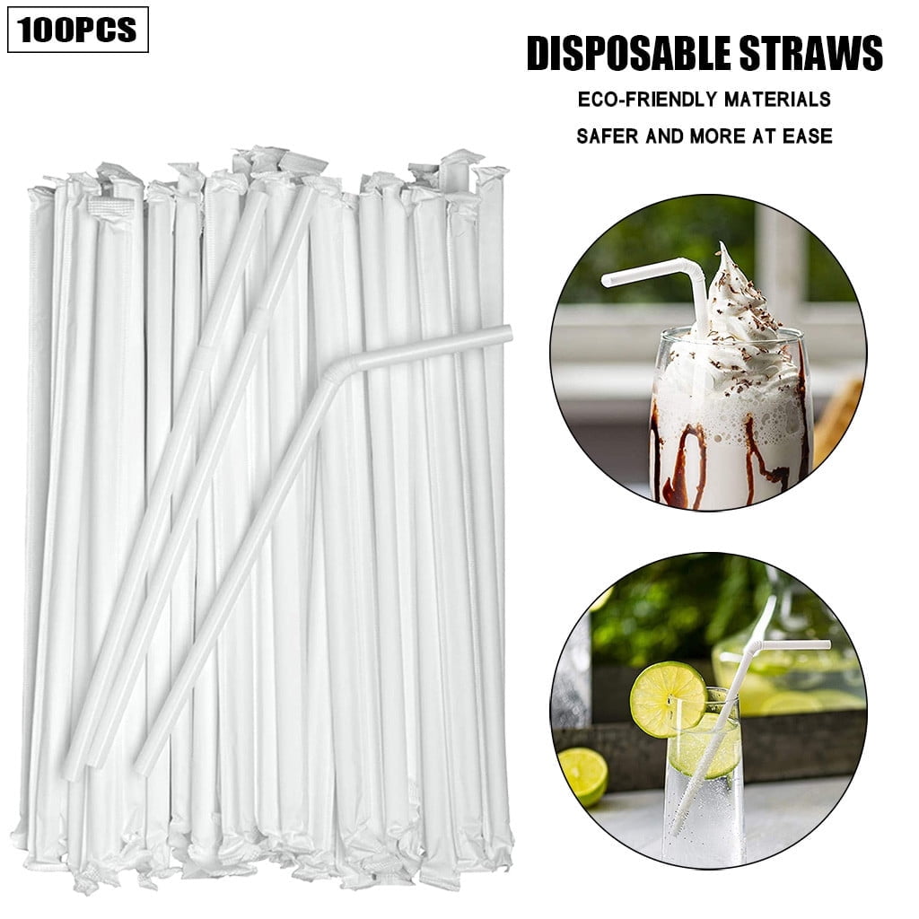 100 Pcs Individually Packaged White Plastic Extra Long Flexible ...