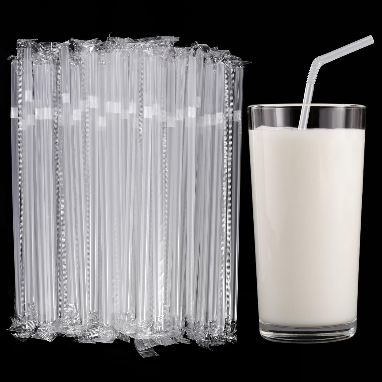 100 Pcs] Individually Wrapped Disposable Plastic Straws - 8.26" Long ...