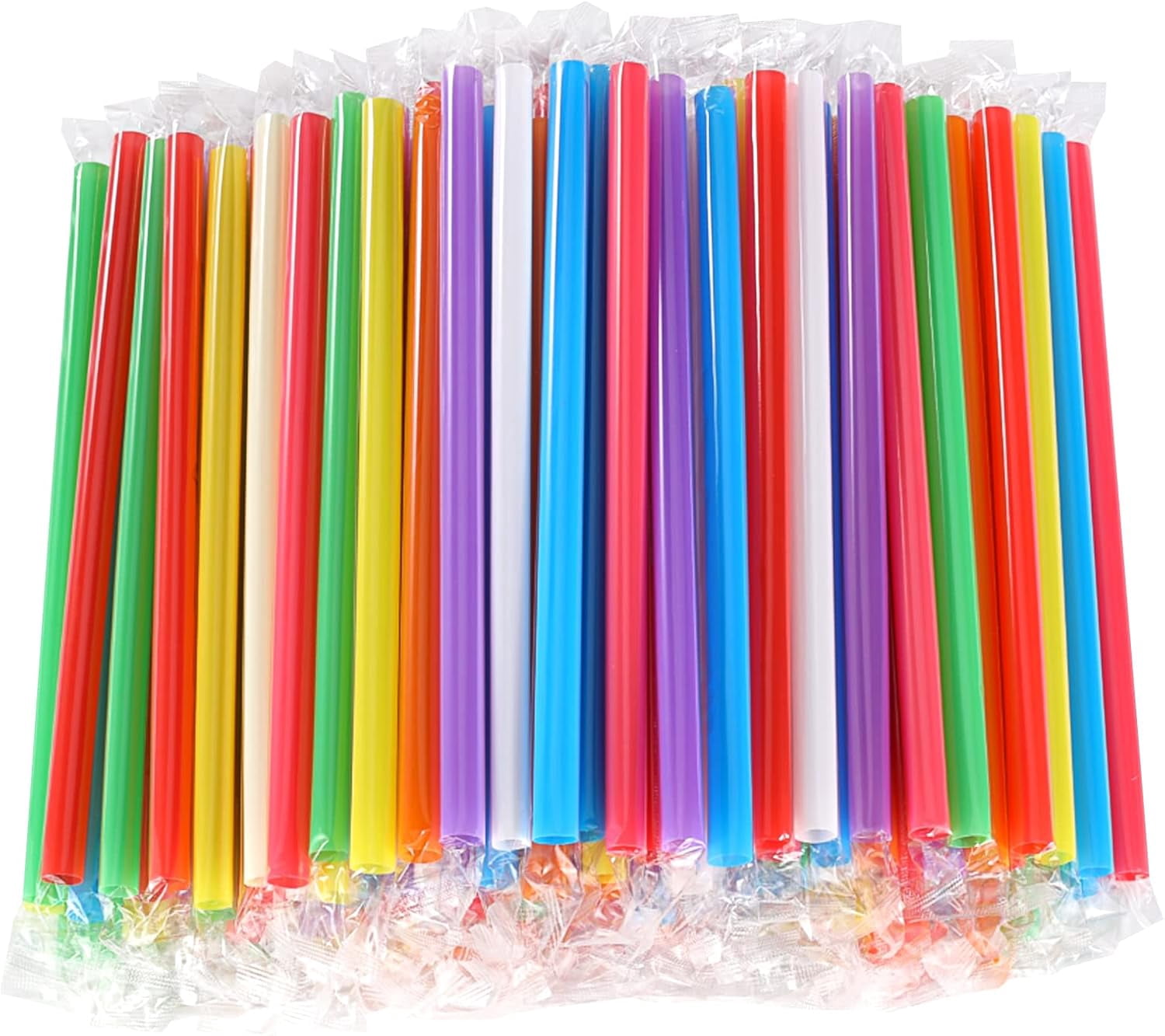 100 Pcs Individually Wrapped Straws, Jumbo Large Plastic Disposable ...