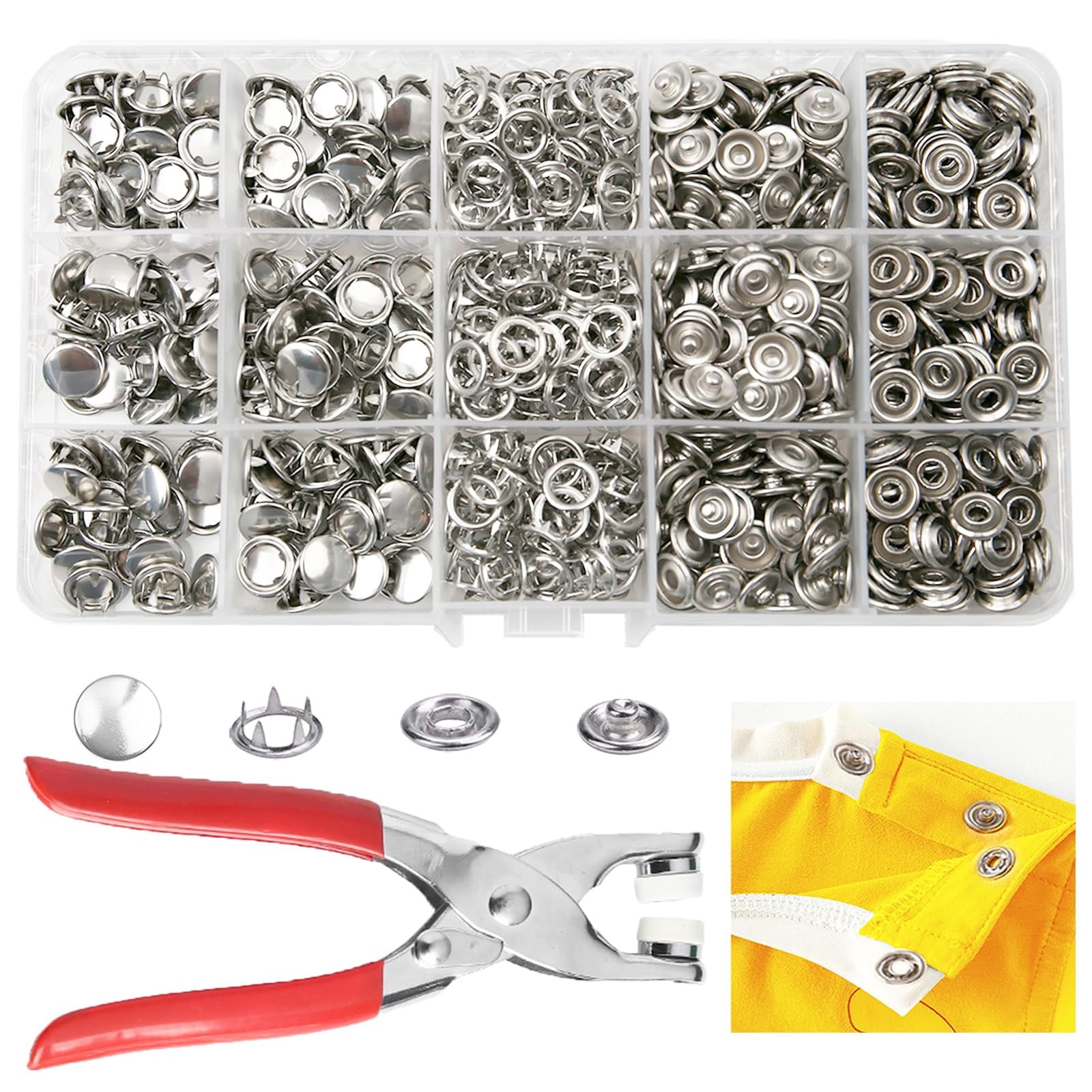100 Pcs Invisible Colored Metal Buckle & Manual Pressure Pliers Kit for ...