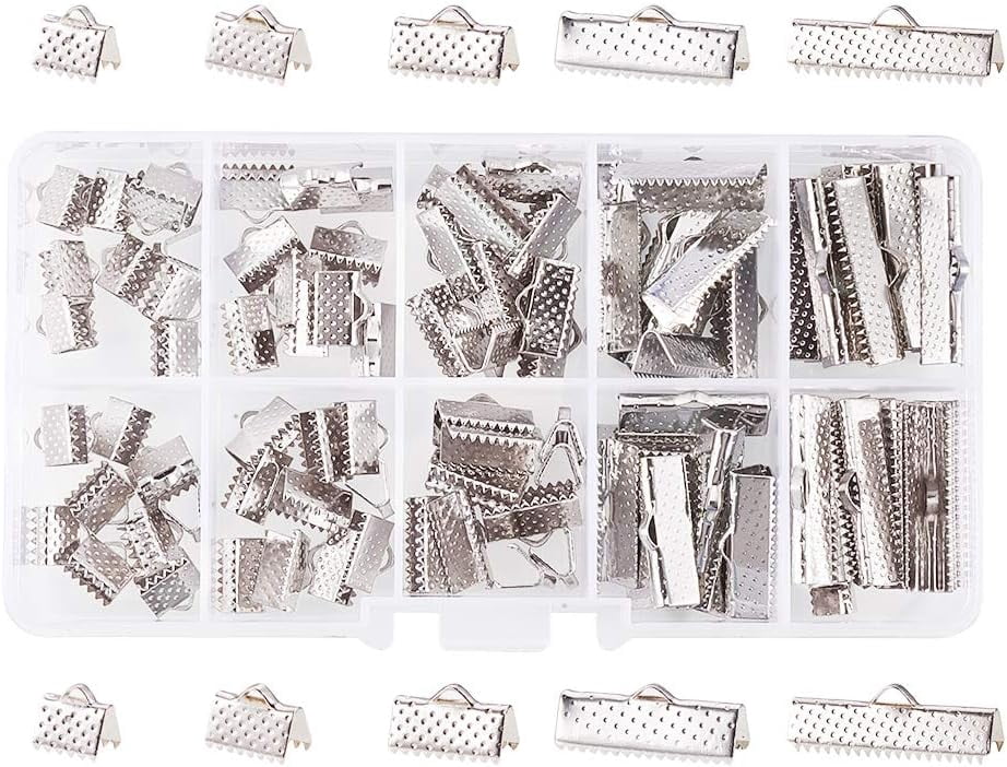 100 Pcs Iron Ribbon Bracelet Bookmark Pinch Crimp Clamp End Findings ...
