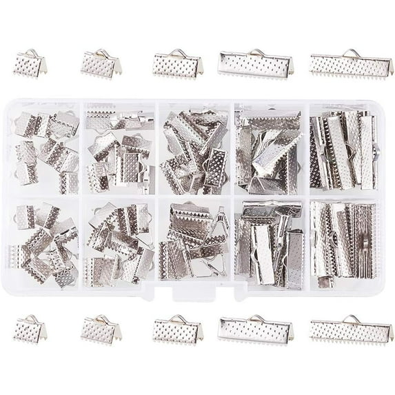 100 Pcs Iron Ribbon Bracelet Bookmark Pinch Crimp Clamp End Findings ...