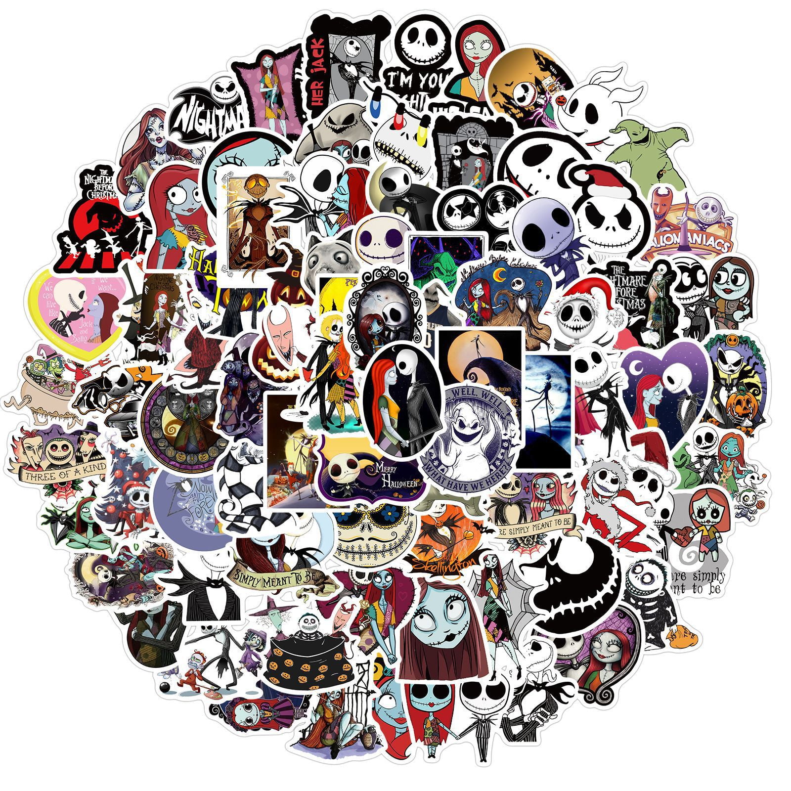 100 Pcs Jack and Sally Cartoon Stickers for Men Teens Adults Vinyl ...