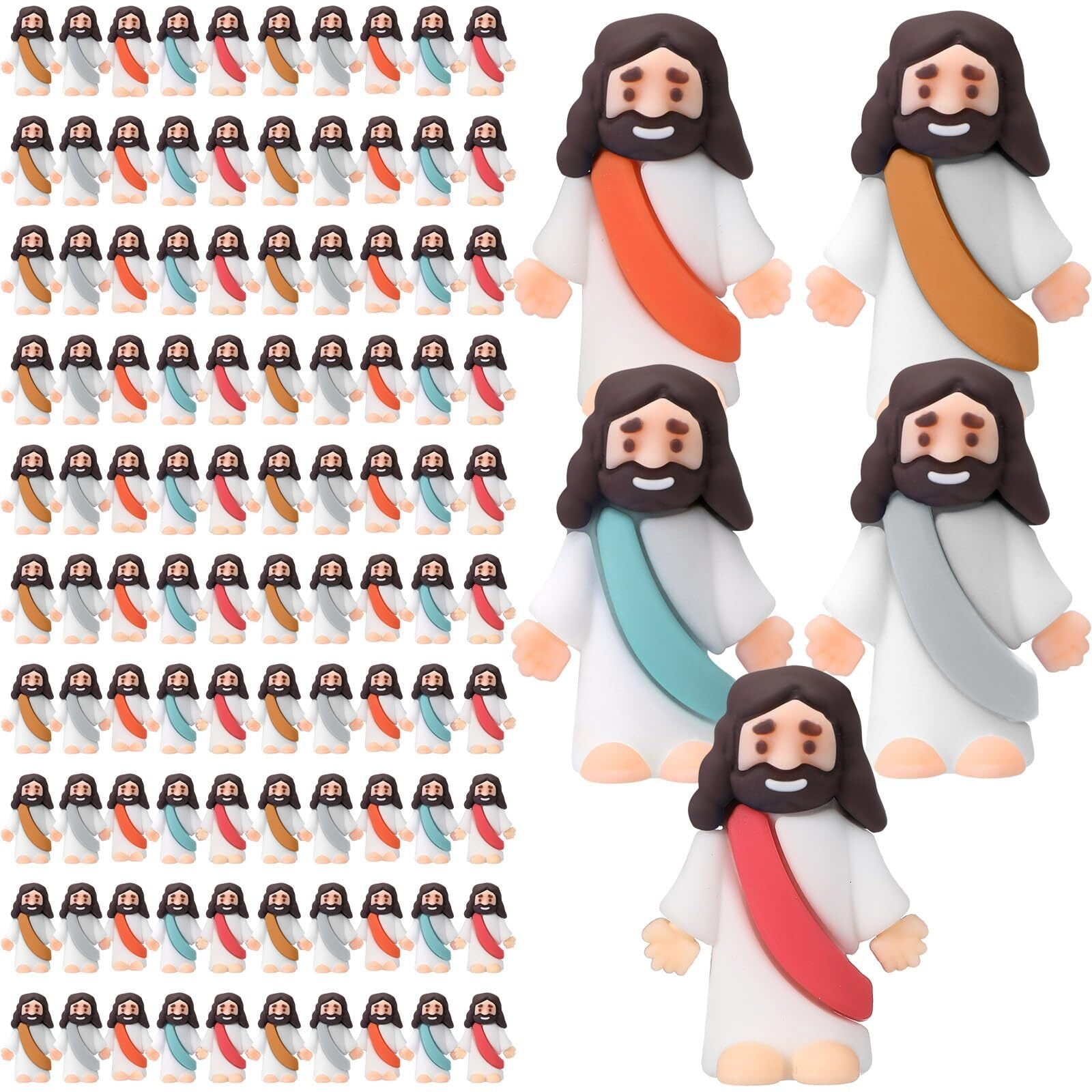 100 Pcs Jesus Toys Original Design Mini Rubber Little Jesus Figurine to ...