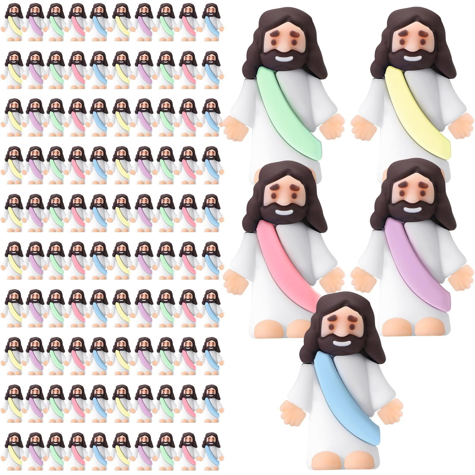100 Pcs Jesus Toys Original Design Mini Rubber Little Jesus Figurine to ...