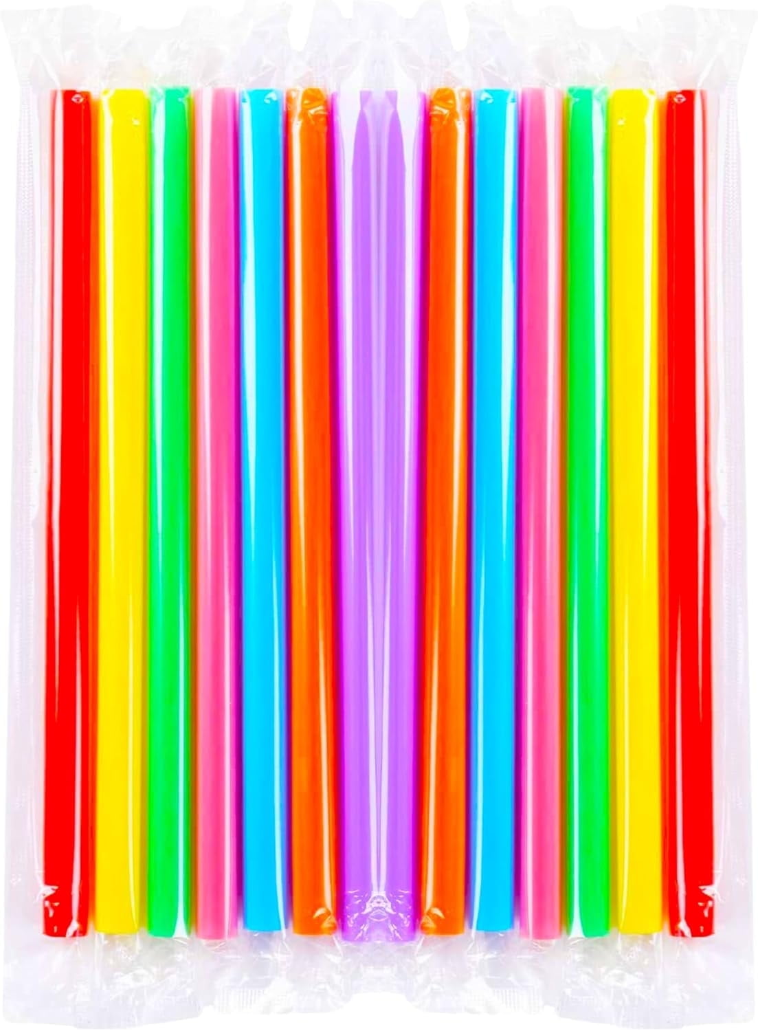 100 Pcs Jumbo Smoothie Straws Boba Straws, Individually Wrapped Multi ...