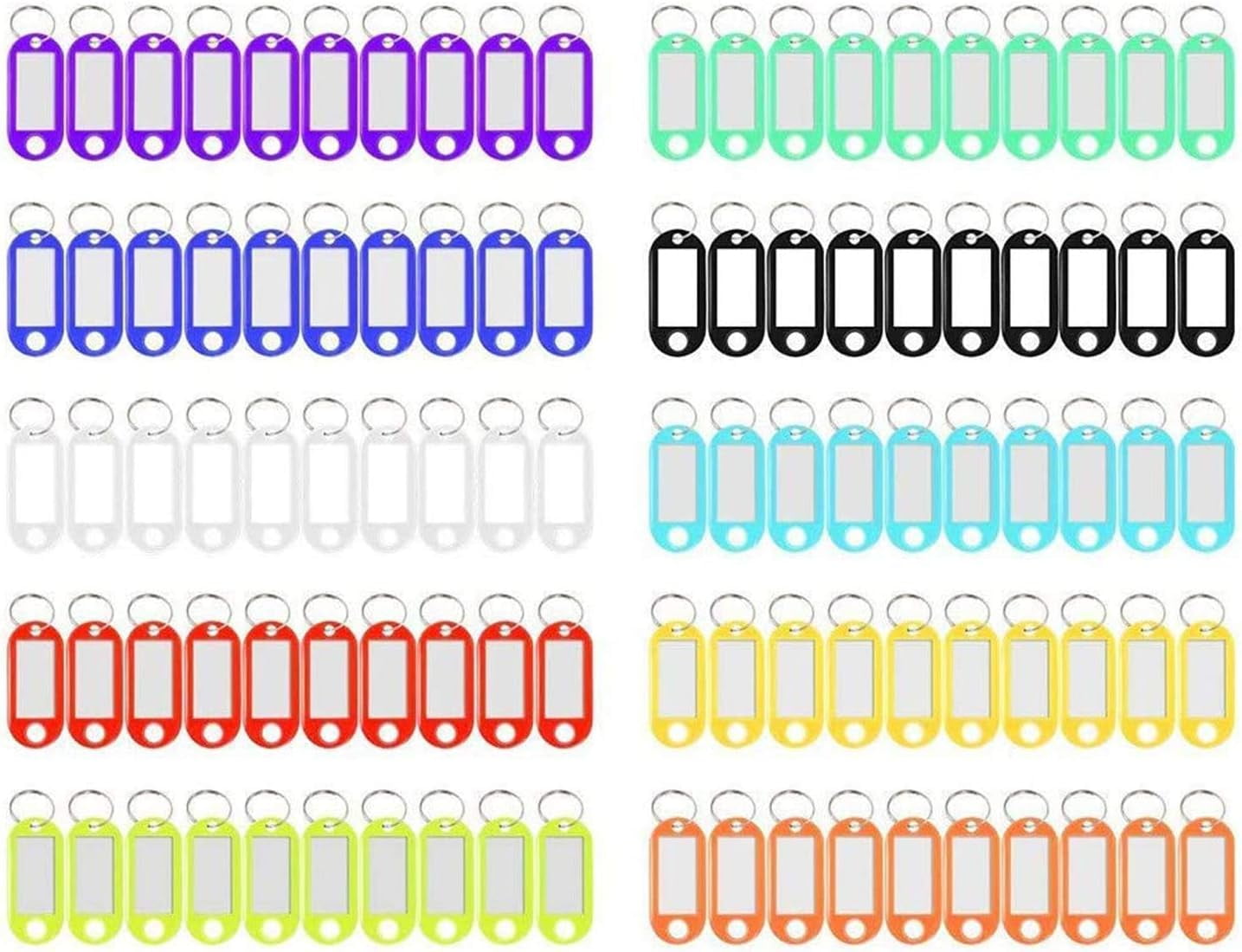 100 Pcs Key Tags Keyring Tags Key Labels Plastic Key Fobs Id Tags Key ...