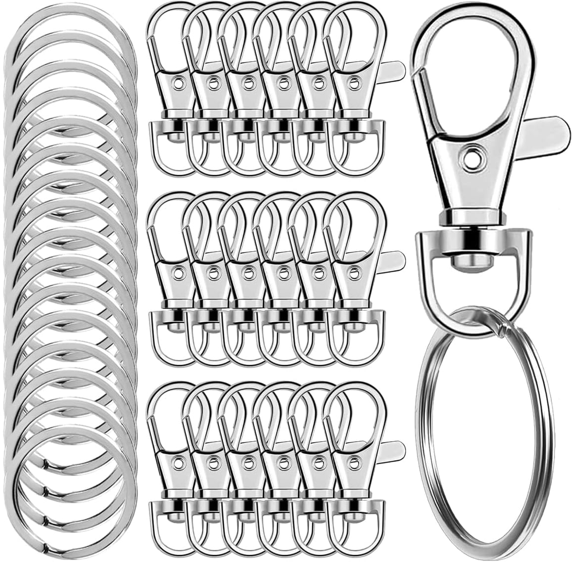 100 Pcs Keychain Hooks with Key Rings, Keychain Clip Hooks with Rings ...