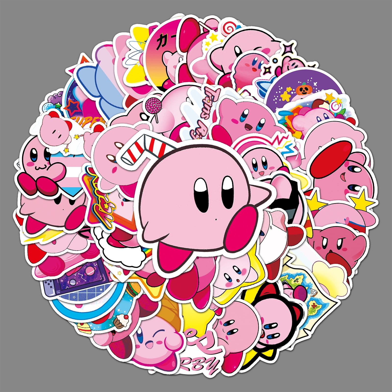 100 Pcs Kirby Anime Stickers Cartoon Waterproof Stickers for Water ...