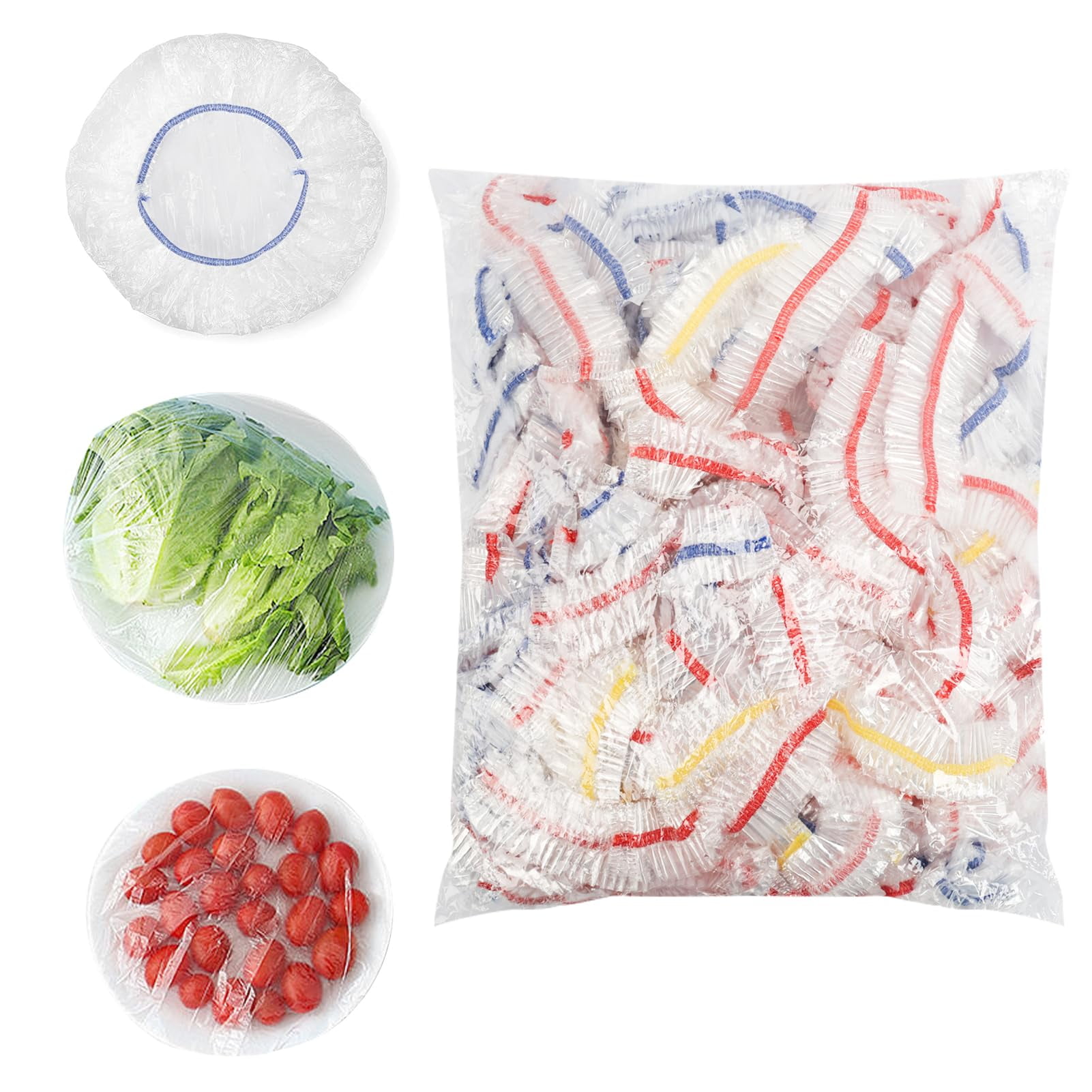 100 Pcs Kitchen Plastic Wrap With Storage Box, Fresh Keeping Bag With ...