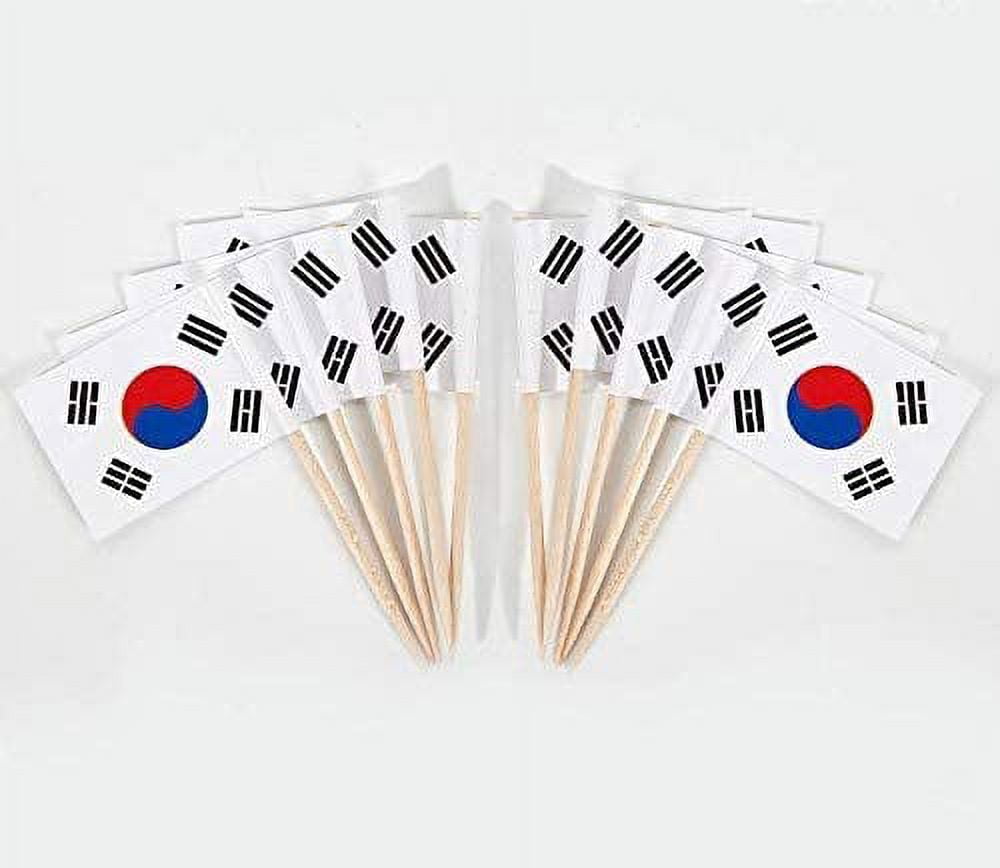 100 Pcs Korea Flag Korean Toothpick Flags, Small Mini Stick Cupcake ...