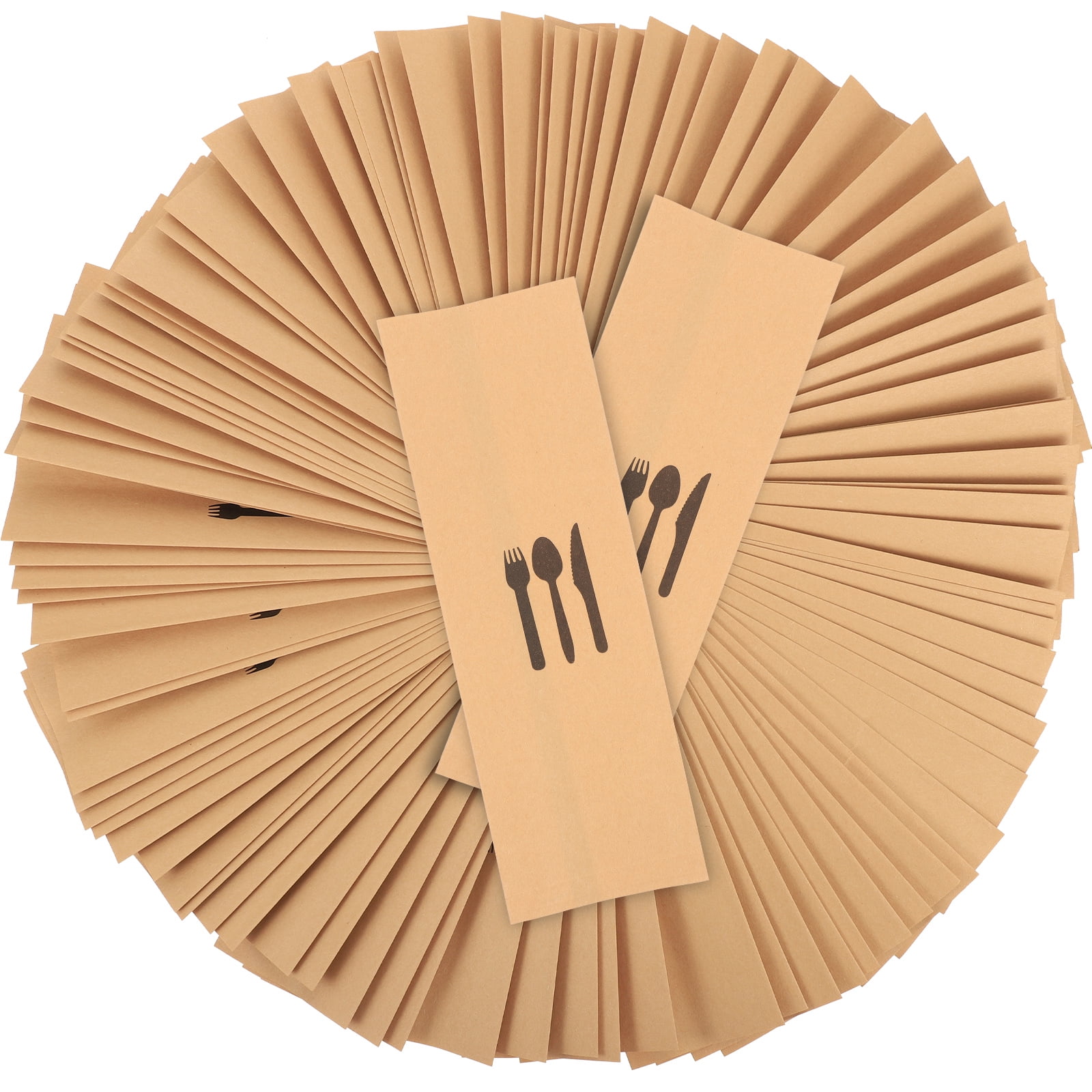 100 Pcs Kraft Paper Cutlery Set Silverware Cutter Fork Cover Cutlery Storage Pouches Paper ...