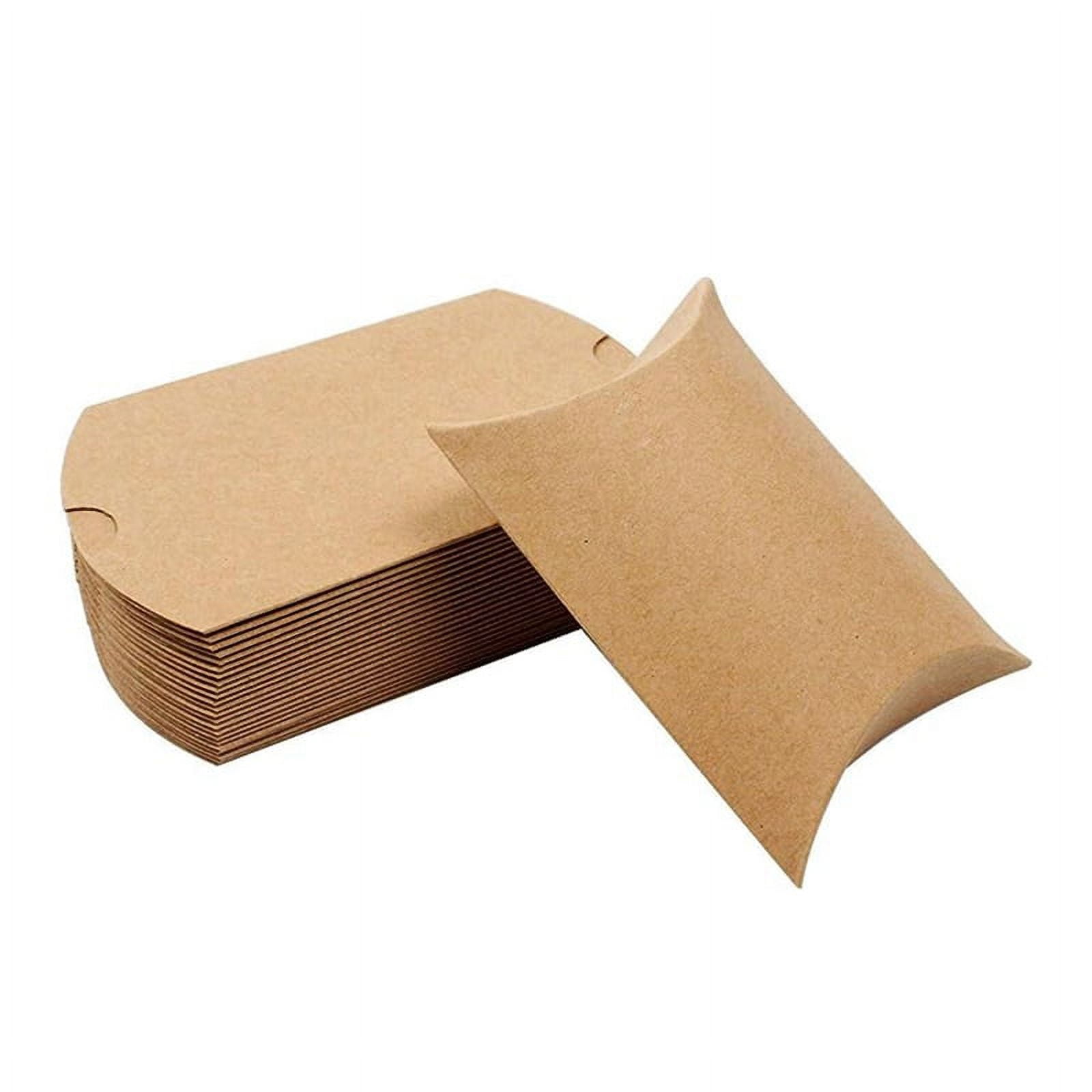100 Pcs Kraft Paper Pillow Boxes, Candy Boxes with Twine, Christmas and ...