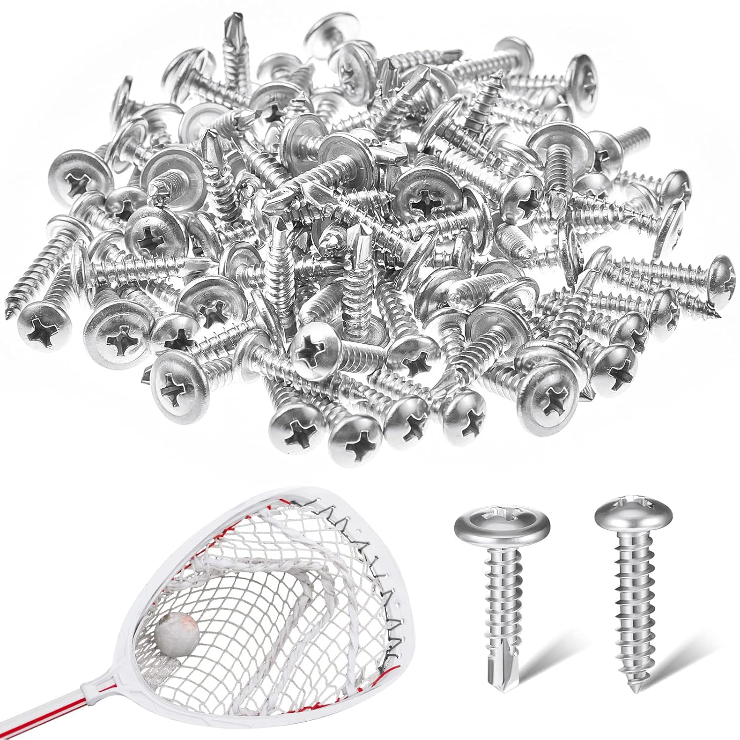 100 Pcs Lacrosse Screws Self Tapping Lacrosse Shaft Screw Stainless ...