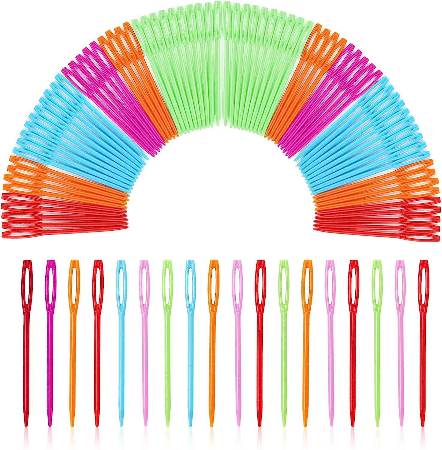 100 Pcs Large Eye Plastic Needles, 2.7inch/7cm Learning Needles, Yarn ...