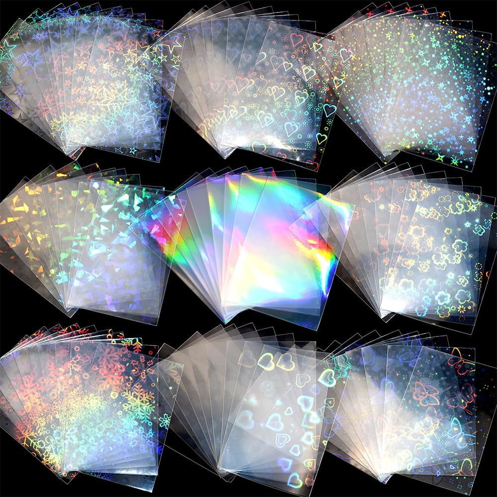 100 Pcs Laser Flashing Photocard Sleeves Holographic Card Sleeves for ...