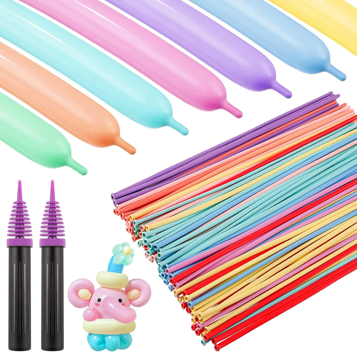 260 Balloons HYKJNBW 100Pcs Color , Long Balloon For Tying Animal ...