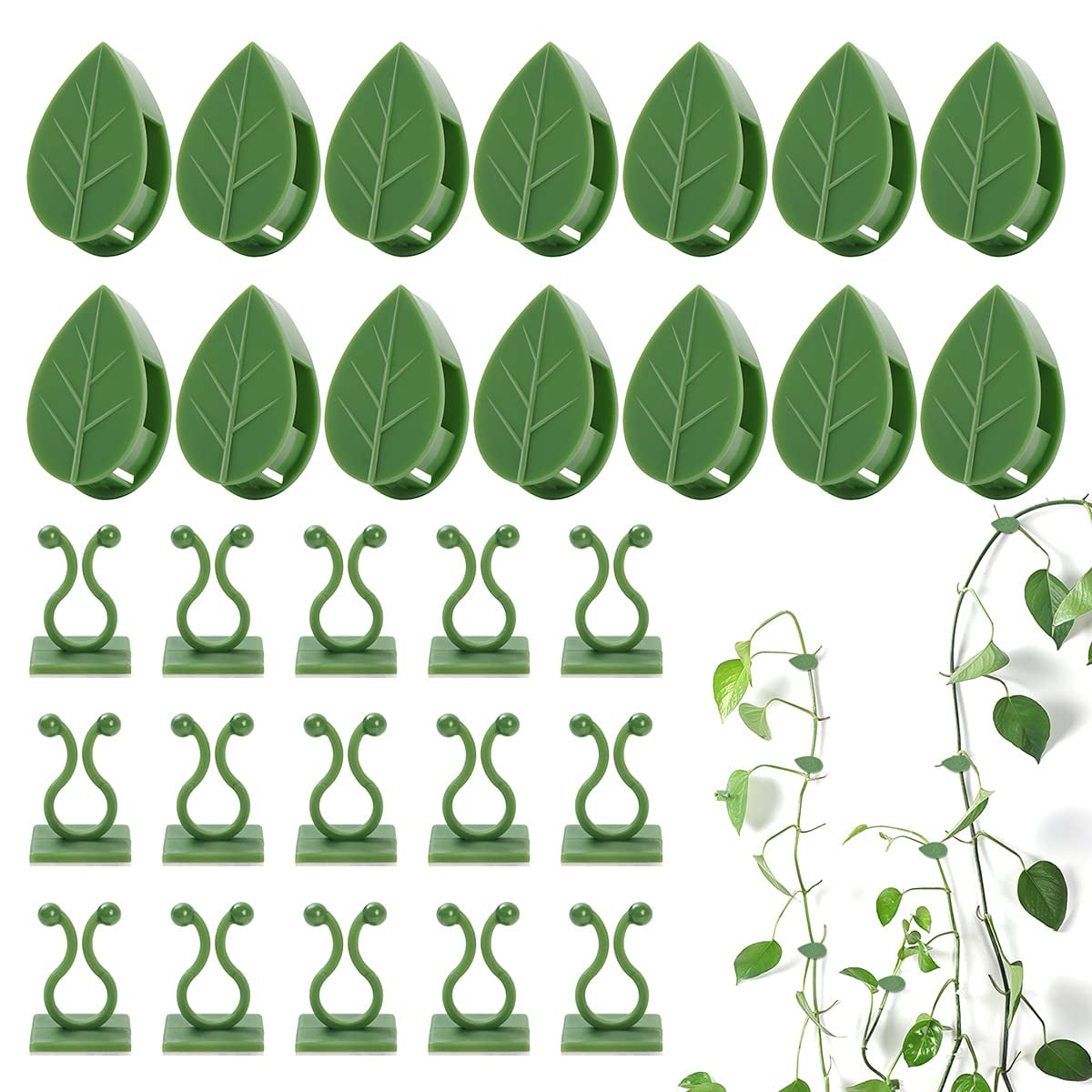 100 Pcs Leaf Shaped Plant Clips for Wall Climbing, Self Adhesive Vine ...