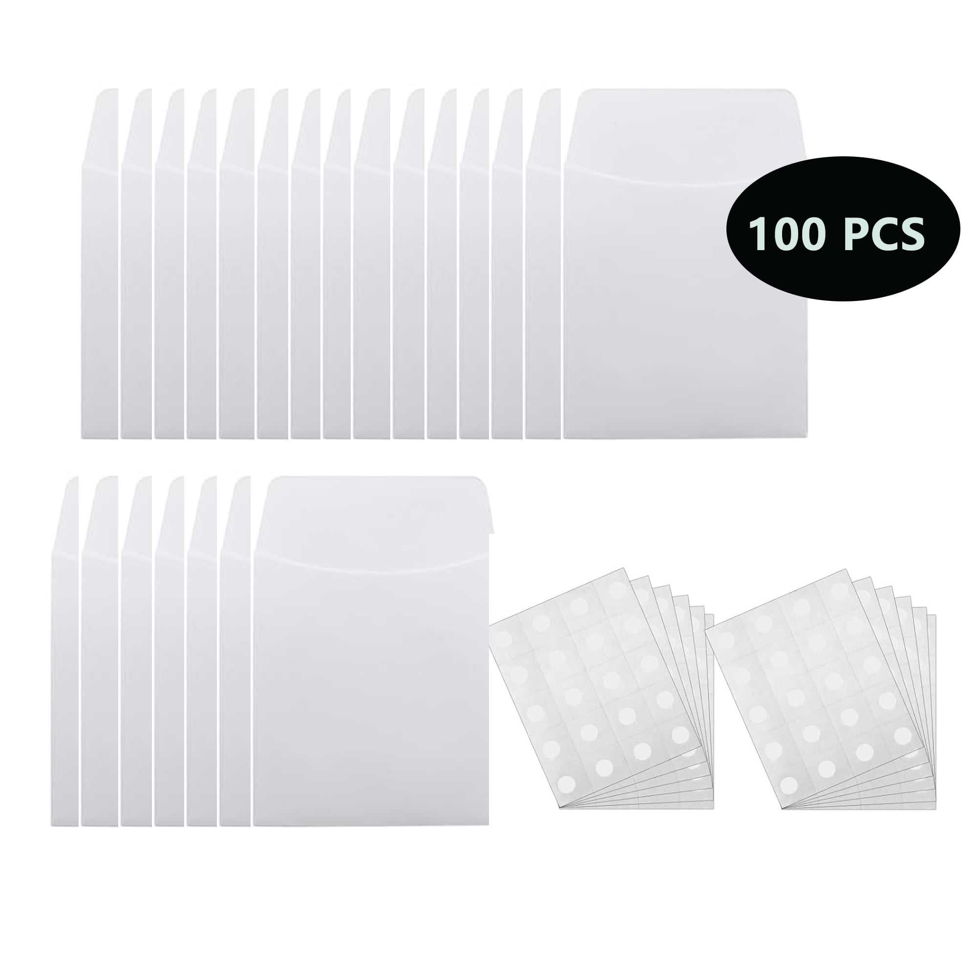 100 Pcs Library Card Envelopes Colorful Small Pockets Envelope with 5 ...