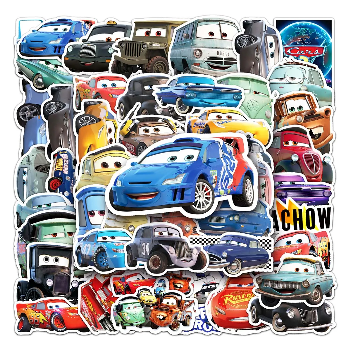100 Pcs Lightning McQueen Cartoon Stickers - Decals for Water Bottles ...
