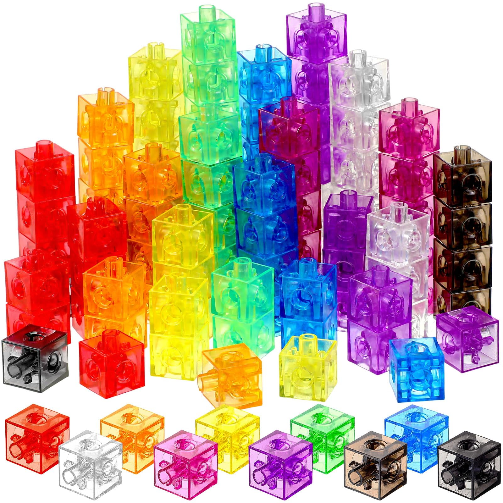 100 Pcs Linking Cubes Plastic Math Cubes Manipulative Counting Blocks Stem Snap Blocks