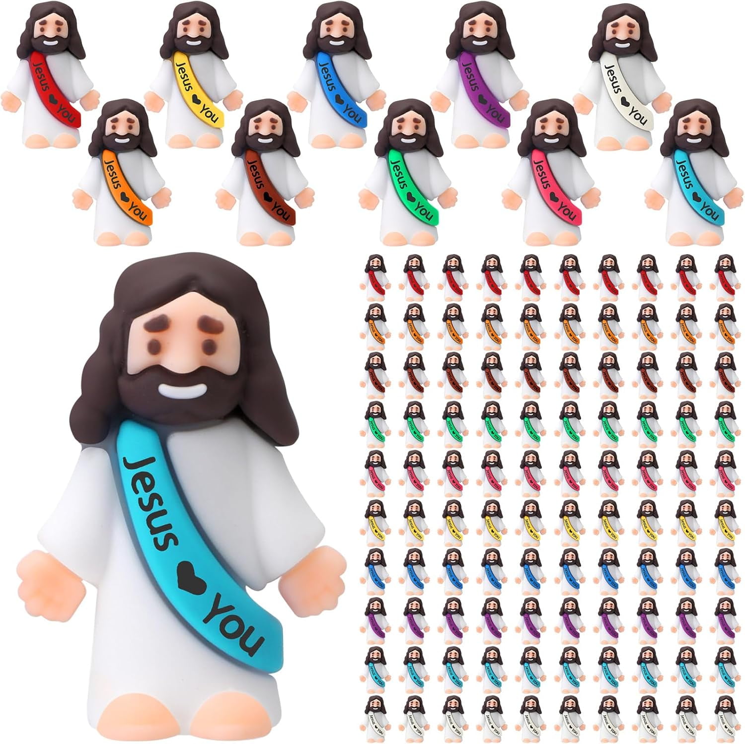 100 Pcs Little Jesus Figures Easter Jesus Loves You Original Design ...