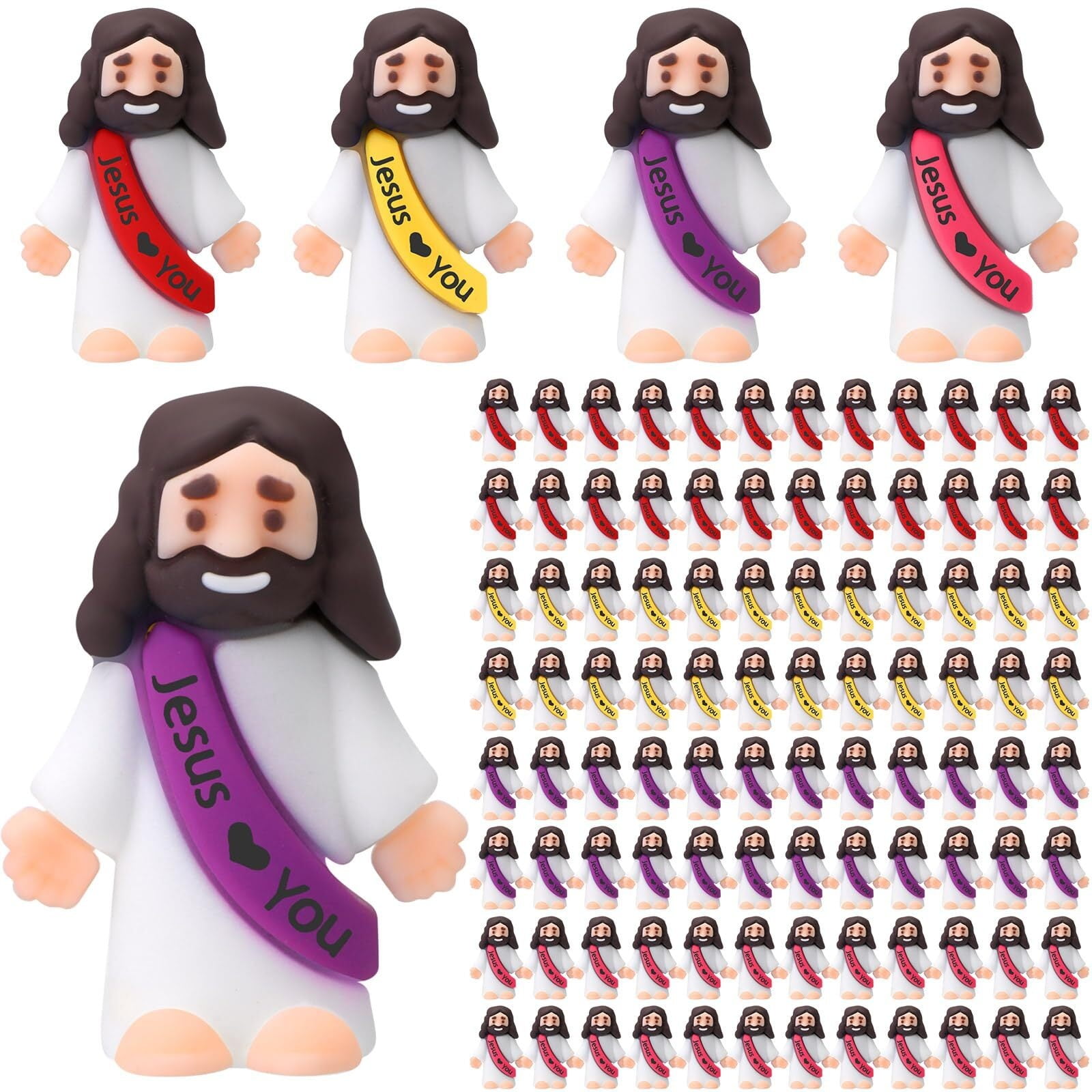 100 Pcs Little Jesus Figures Easter Jesus Loves You Original Design ...